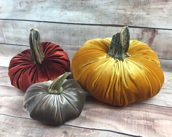 Velvet Pumpkins Set - Etsy