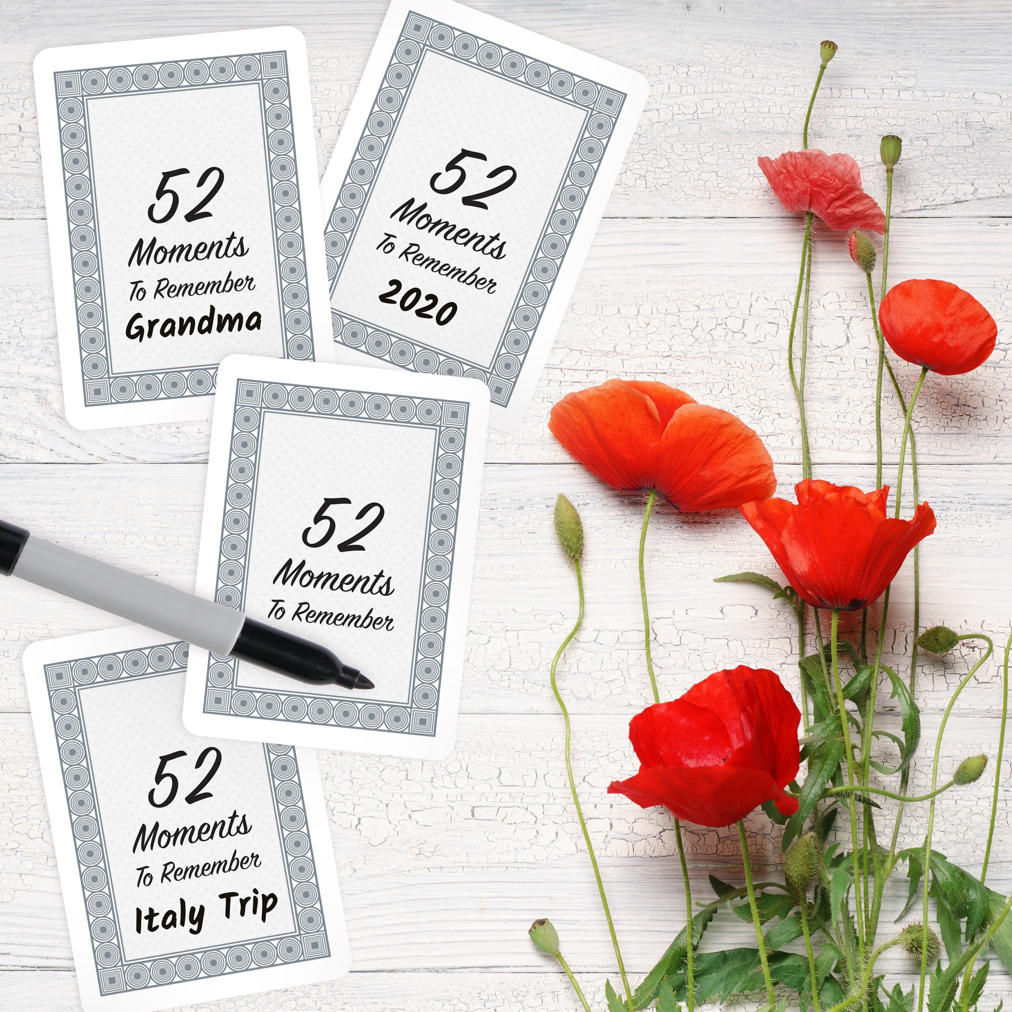 52 Moments to Remember, Blank Deck of Cards, in Memory Gift, Memorial ...