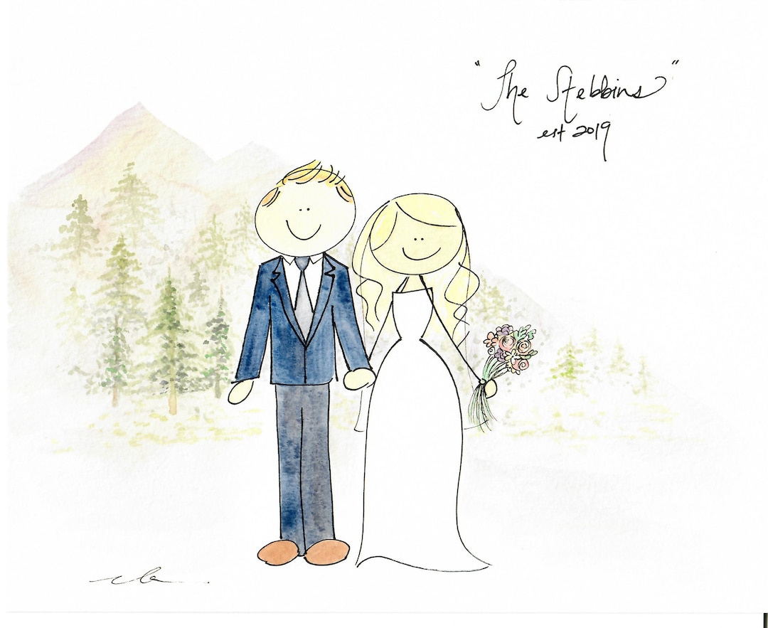 Wedding Stickfigs! Personalized Watercolor Wedding Stick Figures for ...