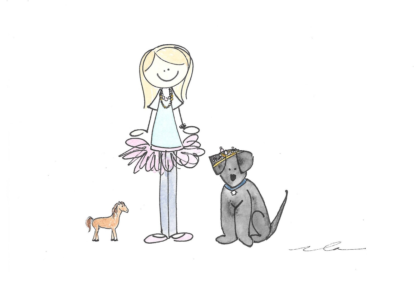 Memory Stickfigs! Personalized Watercolor Stick Figure Portraits of ...