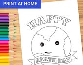 Happy Earth Day Printable Coloring Sheet Size 8.5x11 Coloring - Etsy