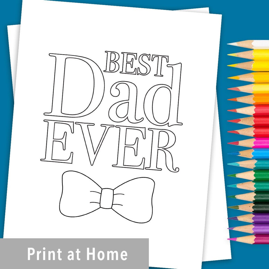Best Dad Ever Coloring Page, Dad Gift, Father's Day, Bowtie, 8.5x11 ...