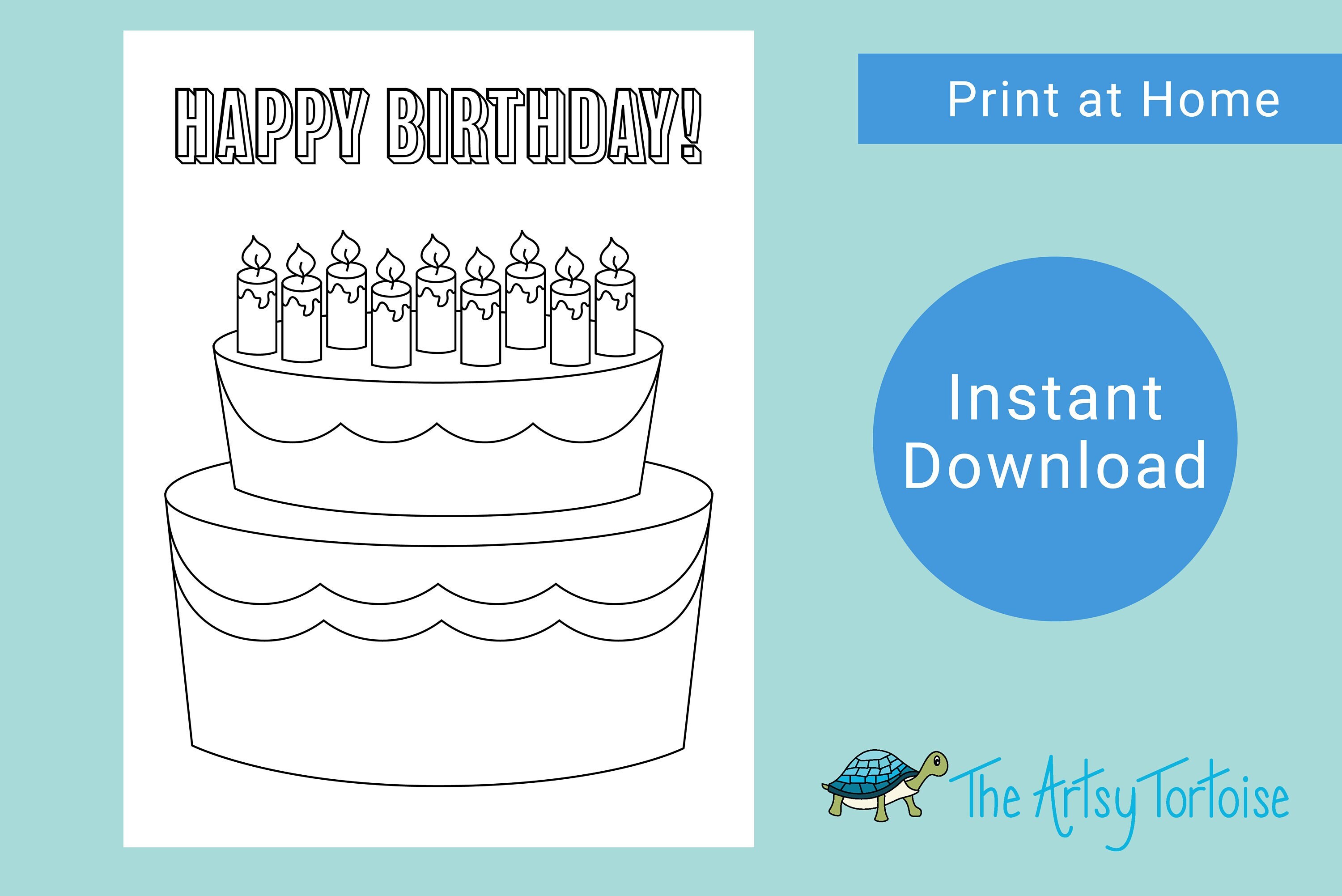 Happy Birthday Coloring Sheet, Birthday Cake Coloring Sheet, Coloring ...