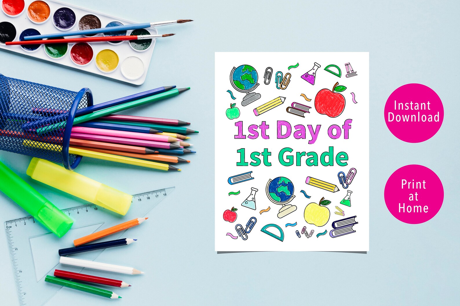 1st Day of 1st Grade Coloring Sheet Size 8.5x11 - Etsy