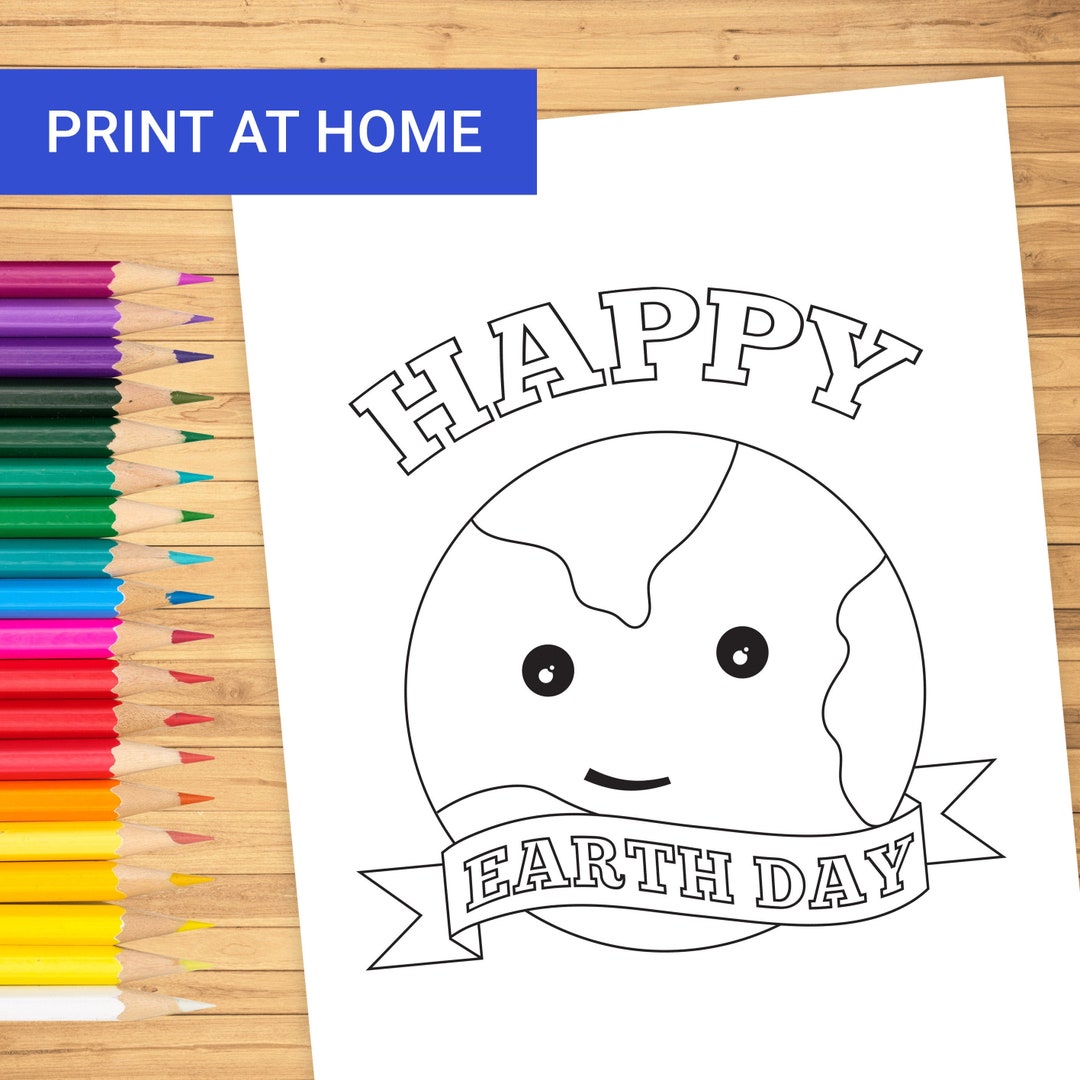 Happy Earth Day Printable Coloring Sheet Size 8.5x11, Coloring Page ...