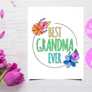 Best Grandma Ever Coloring Page, Grandma Gift, Mother's Day, 8.5x11 ...