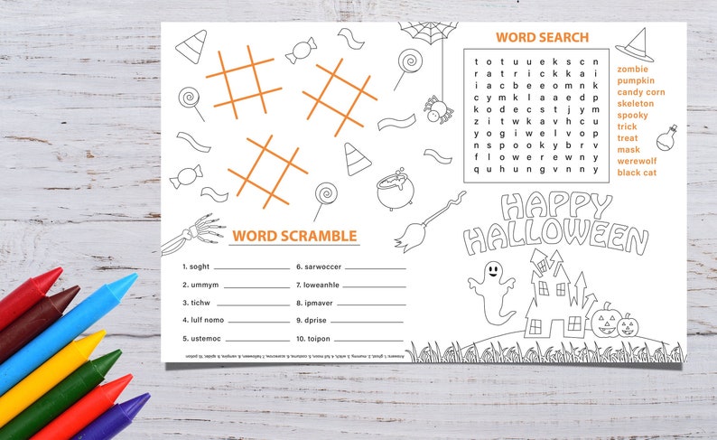 11x17 Halloween Placemat, Activity Sheet, Halloween Party Favors ...