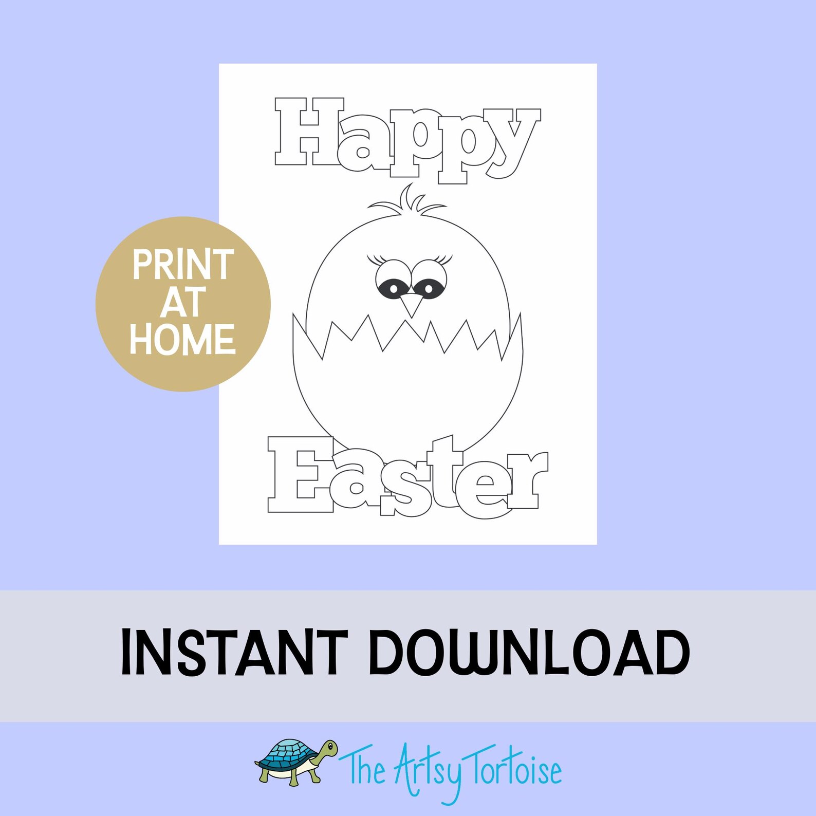 Happy Easter Baby Chick Printable Coloring Sheet Size 8.5x11 - Etsy