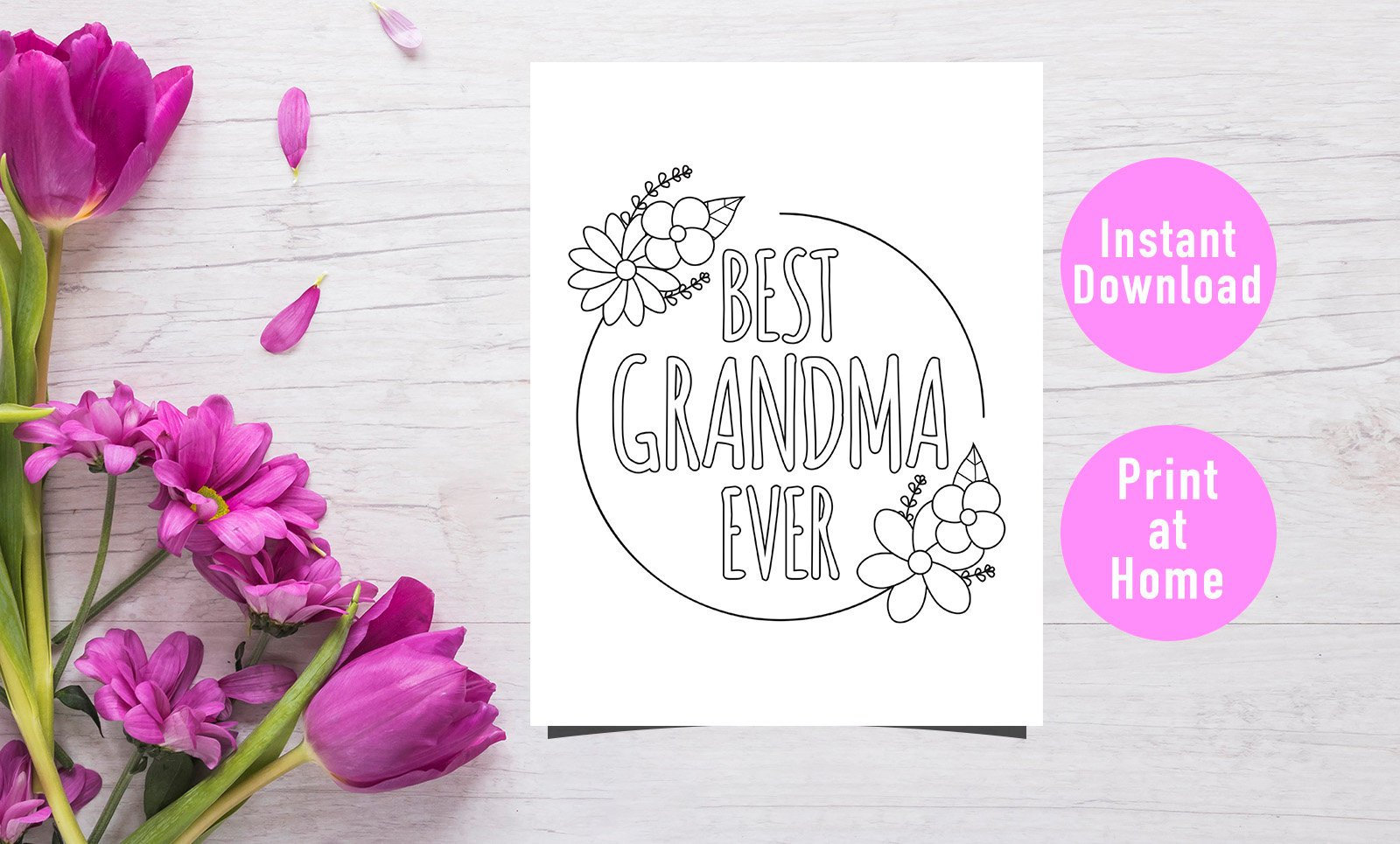 Best Grandma Ever Coloring Page, Grandma Gift, Mother's Day, 8.5x11 ...