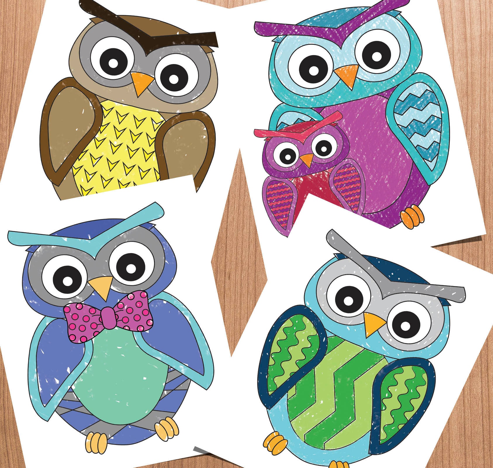 4 Owl Coloring Sheets Size 8.5x11 and A4 - Etsy