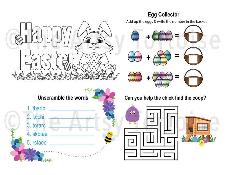 Easter Placemat, Activity Sheet, Printable Coloring Page, Teacher ...