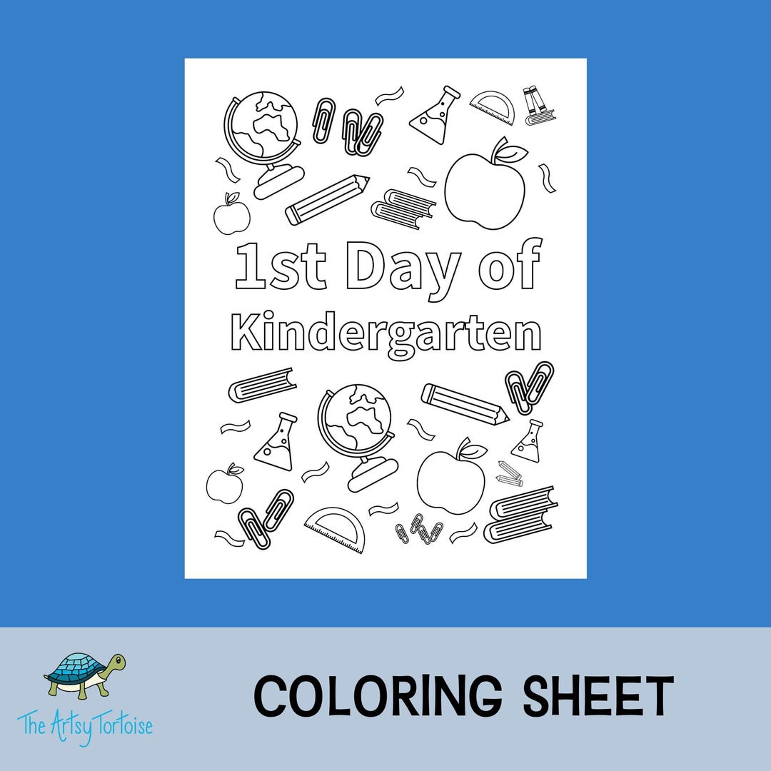 1st Day of Kindergarten Coloring Sheet Size 8.5x11 - Etsy