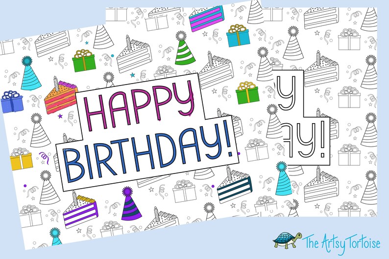 Happy Birthday Coloring Sheet, Birthday Party Coloring Activity for ...