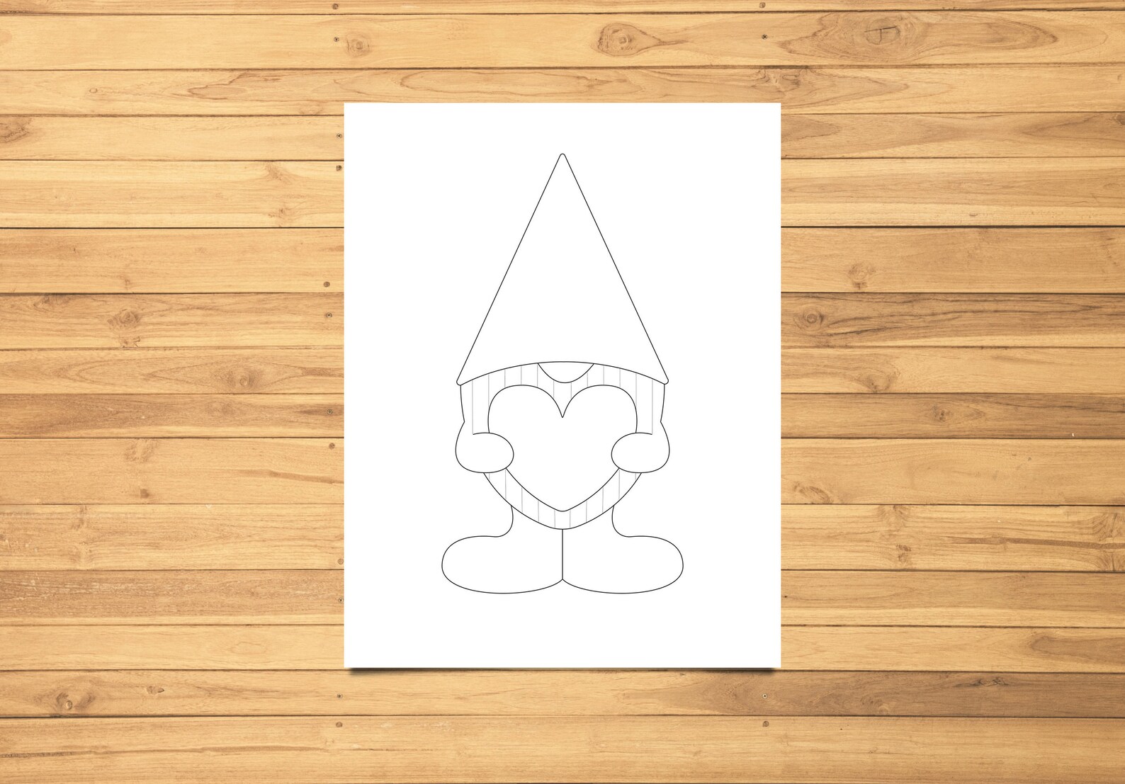 2 Gnomes Holding Hearts Coloring Sheets, Valentine's Day, Printable ...