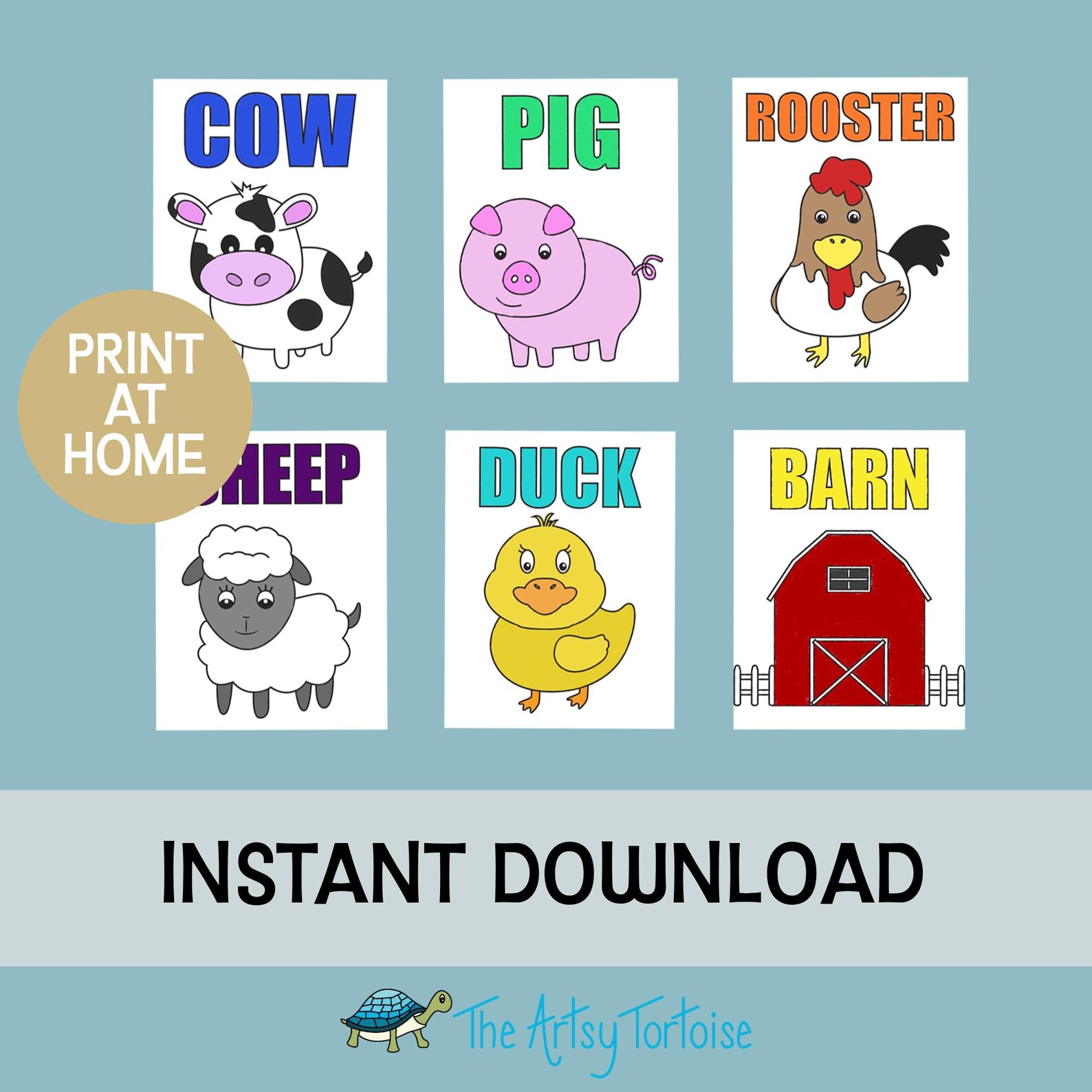 6 Farm Themed Coloring Pages, Farm Animals, Printable Coloring, Kids ...