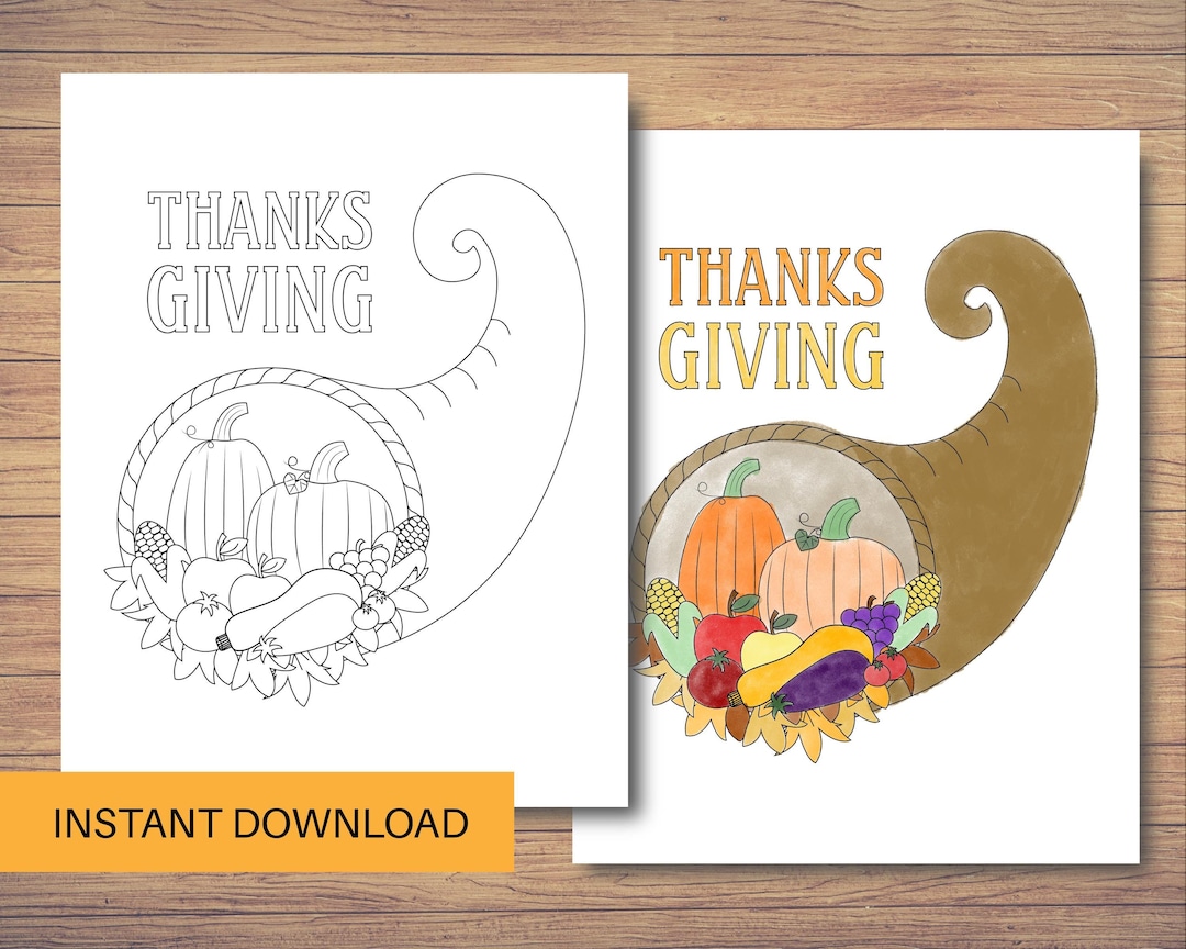 Thanksgiving Coloring Sheet, Cornucopia Coloring Sheet, Printable ...