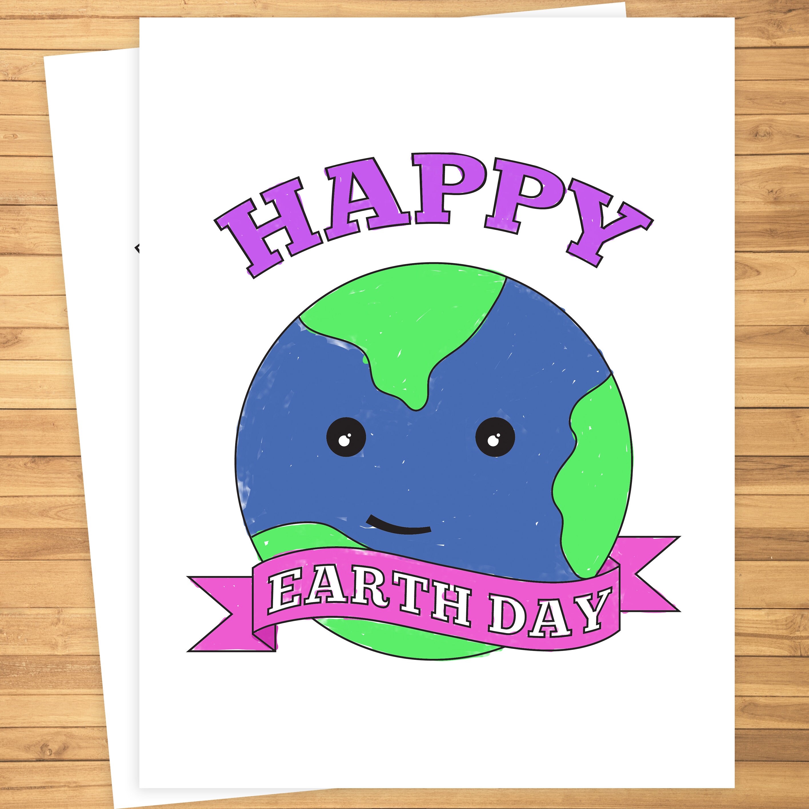 Happy Earth Day Printable Coloring Sheet Size 8.5x11, Coloring Page ...