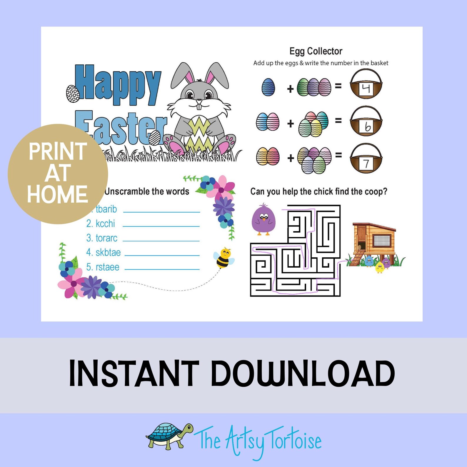 Easter Placemat, Activity Sheet, Printable Coloring Page, Teacher ...