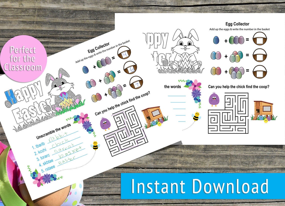 Easter Placemat, Activity Sheet, Printable Coloring Page, Teacher ...