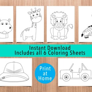6 Safari Themed Coloring Pages, 8.5x11 & A4 Sizes - Etsy