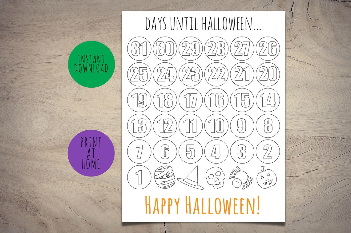 Printable Halloween Countdown Coloring Sheet - Etsy Canada