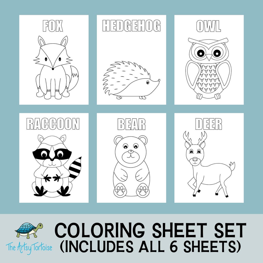 6 Woodland Animals Themed Coloring Pages, Woodland Creatures, Printable ...
