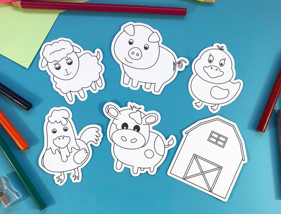 6 Colorable Farm Themed Stickers - Etsy