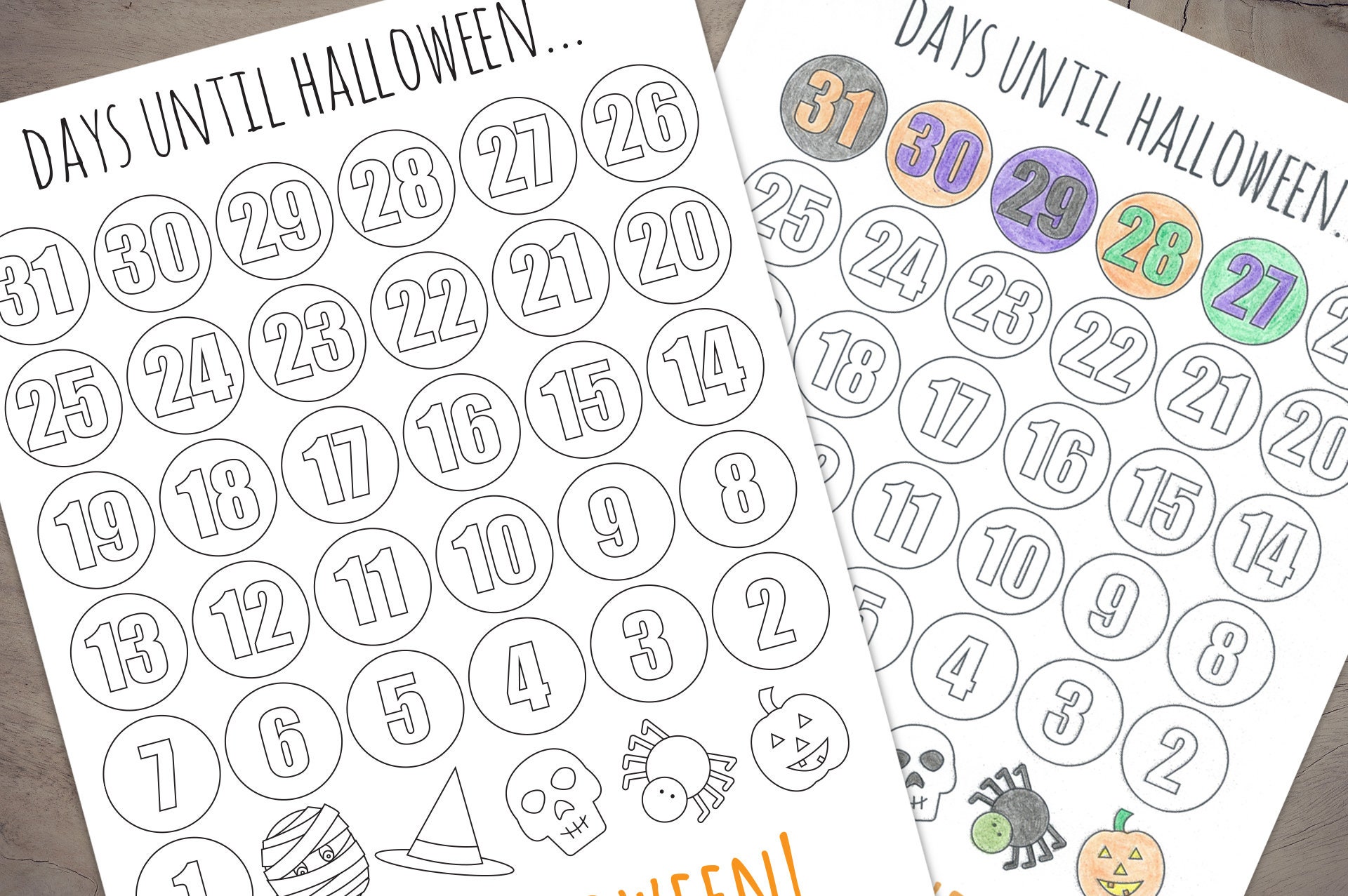 Printable Halloween Countdown Coloring Sheet - Etsy