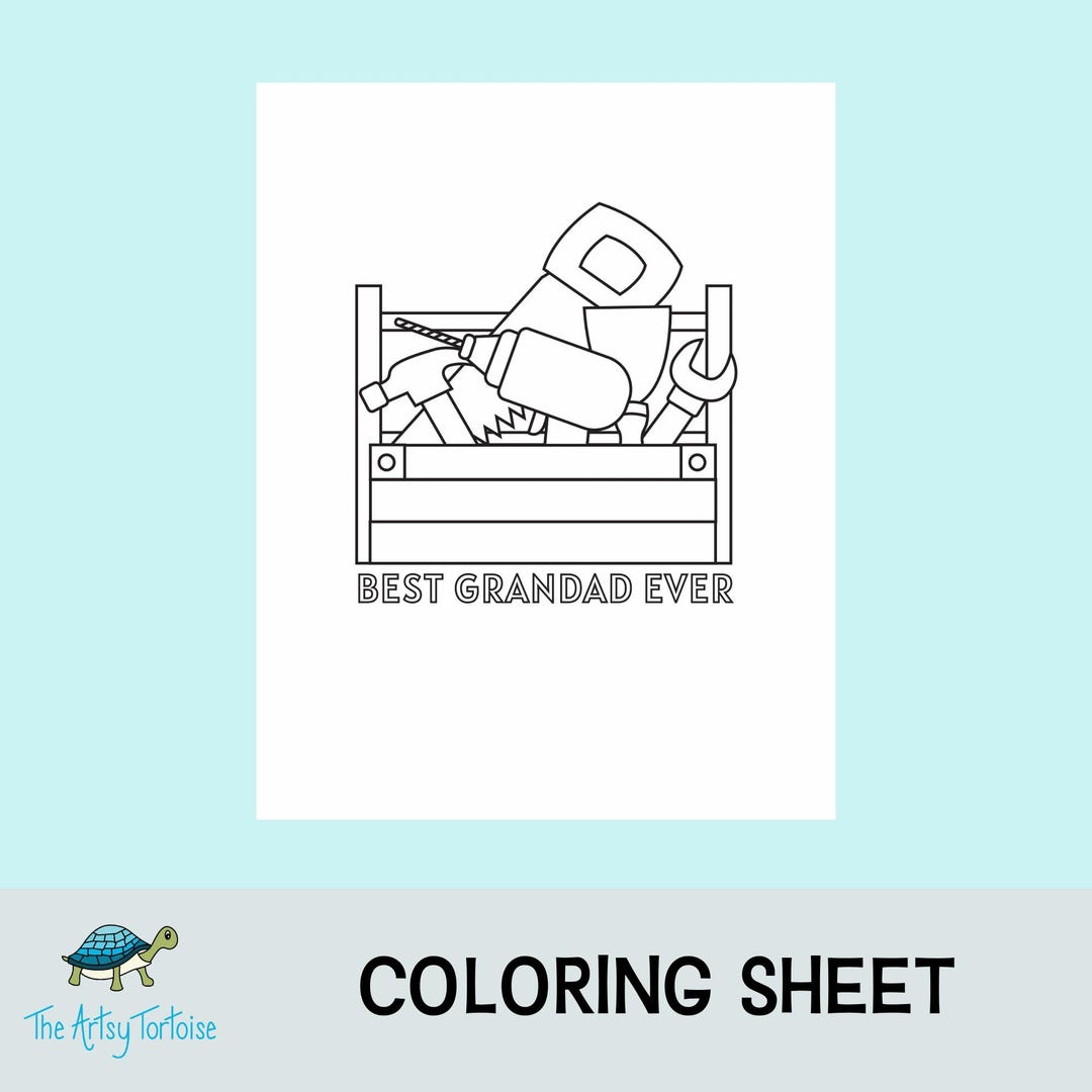 Best Grandad Ever Toolbox Coloring Sheet, Grandad Gift, Father's Day, 8 ...
