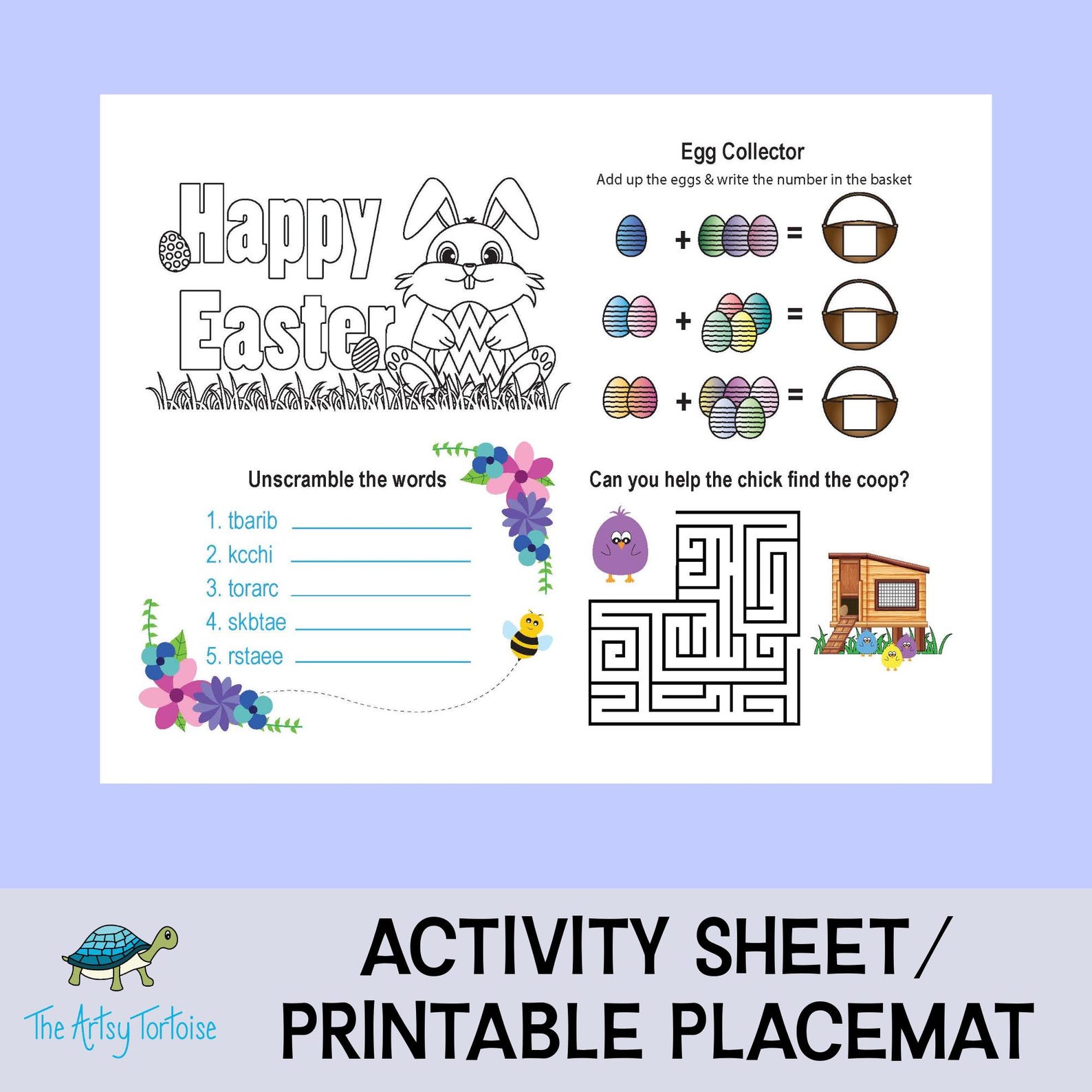 Easter Placemat, Activity Sheet, Printable Coloring Page, Teacher ...