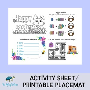 Easter Placemat, Activity Sheet, Printable Coloring Page, Teacher ...