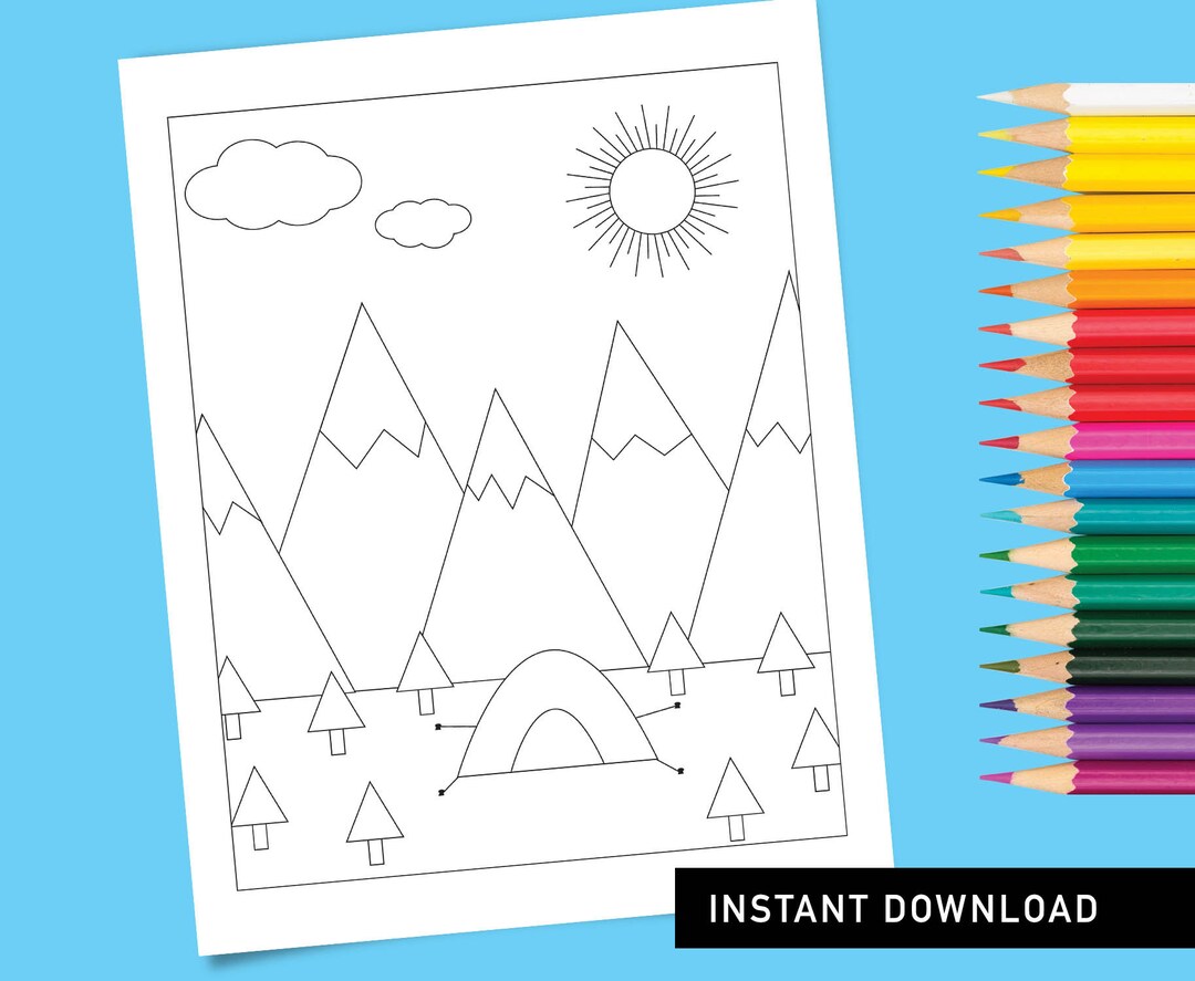 Camping Outdoors Printable Coloring Sheet Size 8.5x11, Coloring Page ...