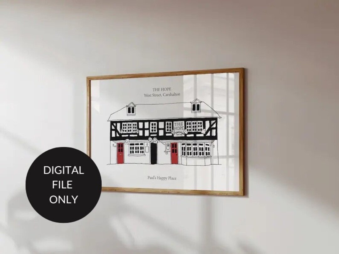 Digital House Drawing Print House Illustration Wedding Gift Custom ...
