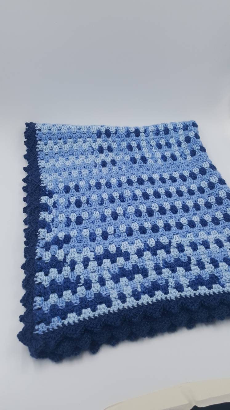 Blue Crochet Baby Blanket - Etsy