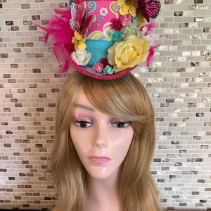 MADE to ORDER ONLY!! Hot Pink and Blue Mini Top Hat, Butterfly ...