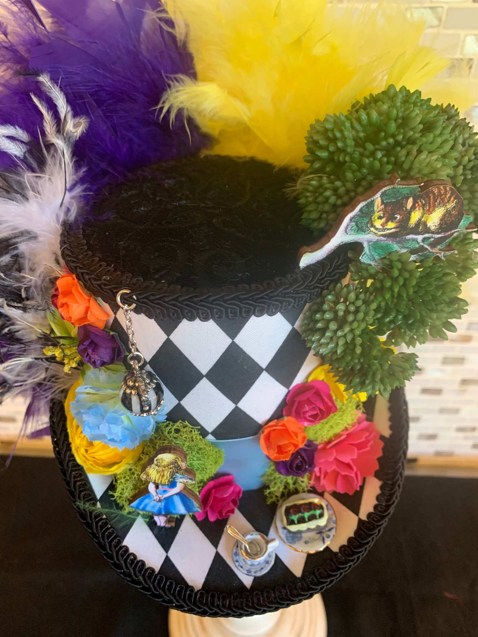 Cheshire Cat Mini Top Hat, Alice in Wonderland Mini Top Hat, Cheshire ...