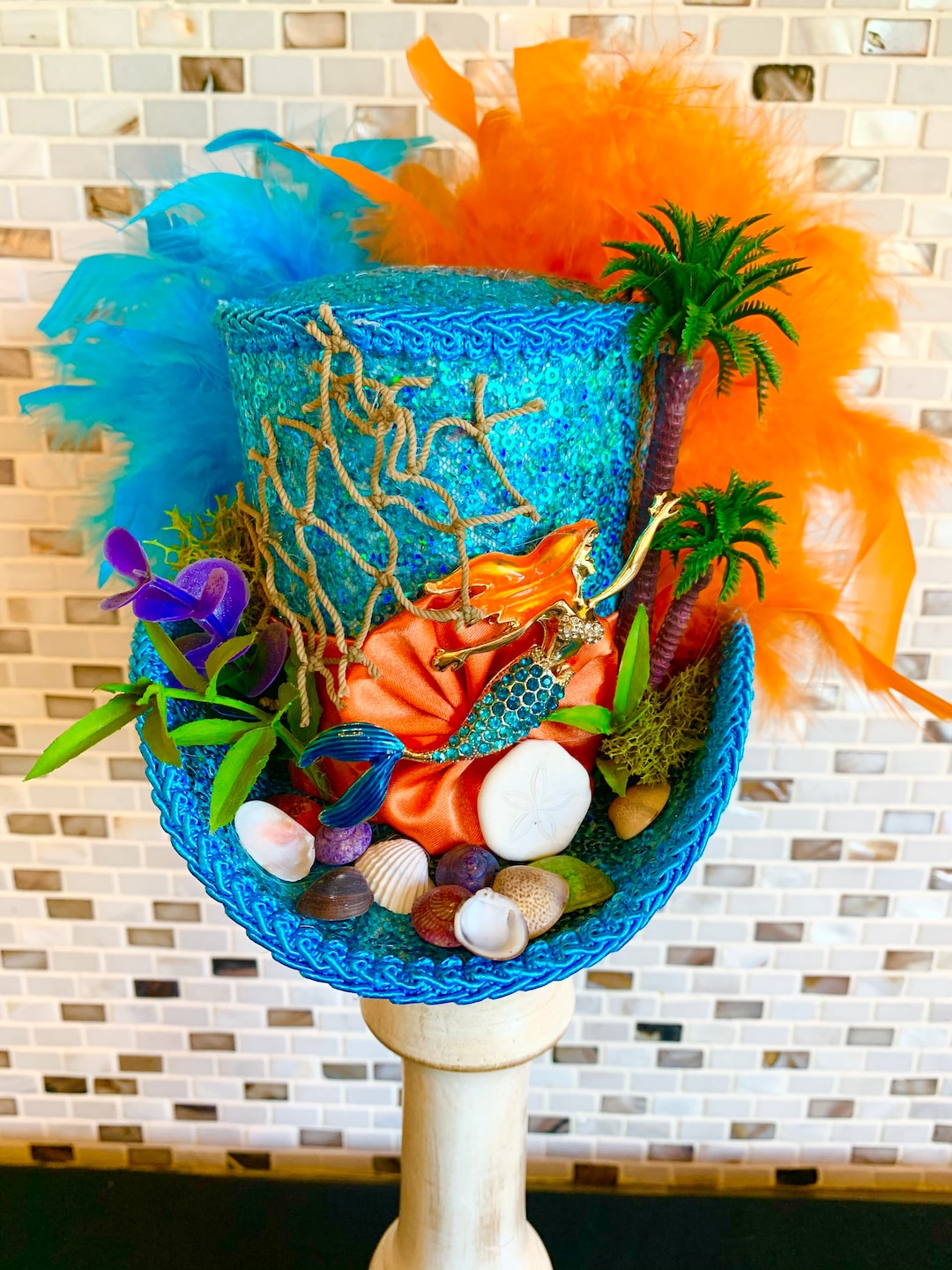 Mermaid Mini Top Hat, Ocean and Beach Fascinator, MADE to ORDER ONLY ...