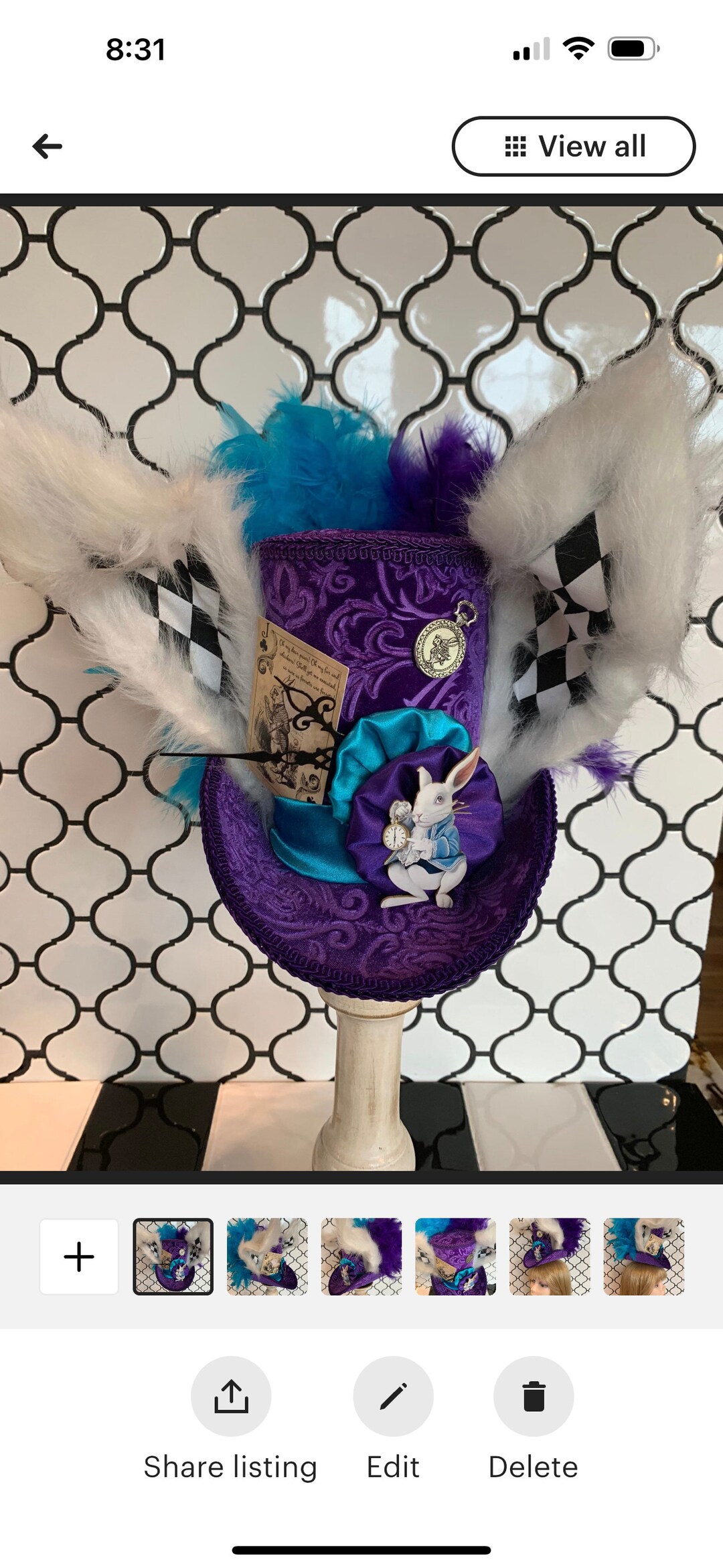 White Rabbit Tree Topper, Alice in Wonderland Extra Large Mini Top Hat ...