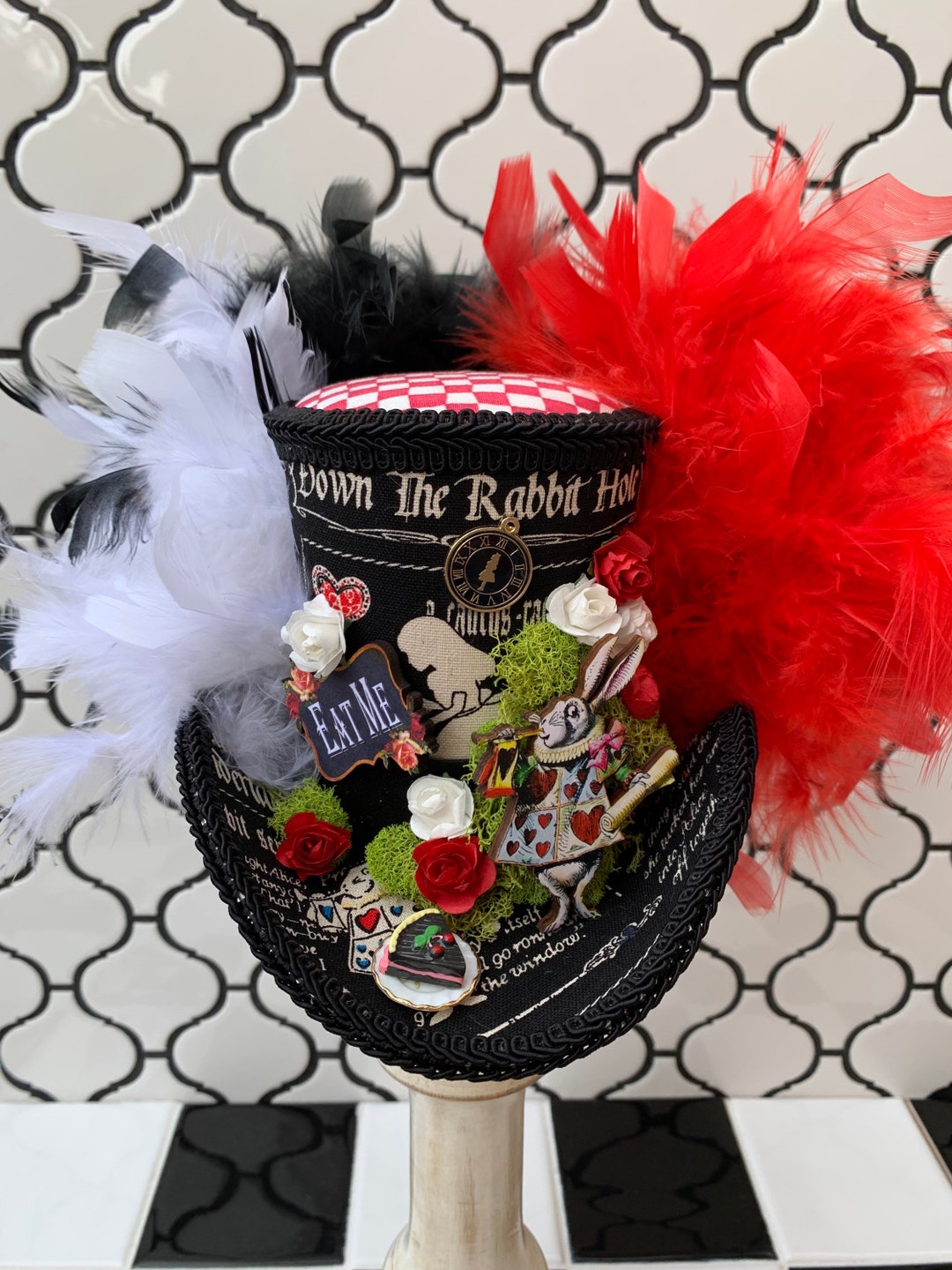 MADE to ORDER ONLY White Rabbit Mini Top Hat, Alice in Wonderland ...