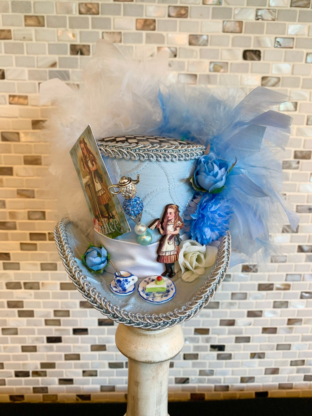 Alice In Wonderland Mini Top Hat Teenie Only 3 And 1 2 Tall Blue And