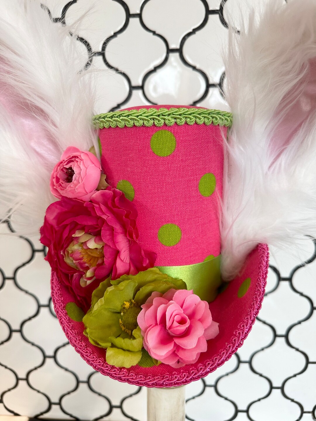 Bunny Mini Top Hat, Easter Tree Topper, Rabbit Ears Large Mini Top Hat ...