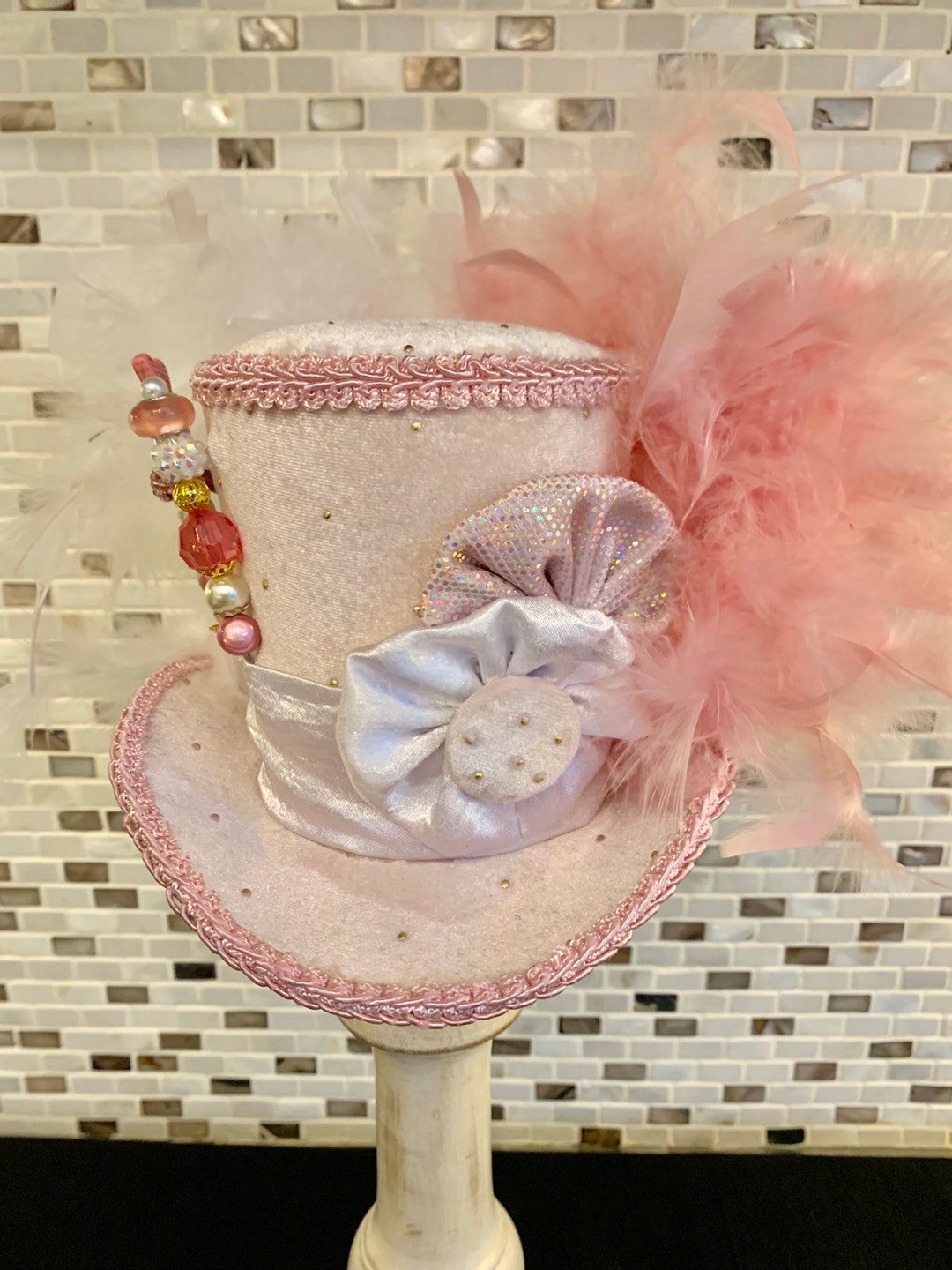 AVAILABLE NOW to SHIP Pink Mini Top Hat, Pink Velvet Fascinator, Baby ...