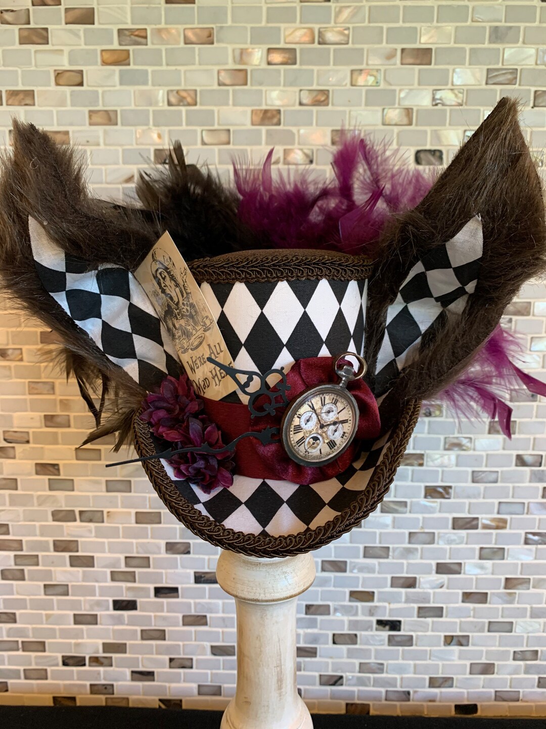 Rabbit Tree Topper Hat, Alice in Wonderland Wreath Attachment, Large ...