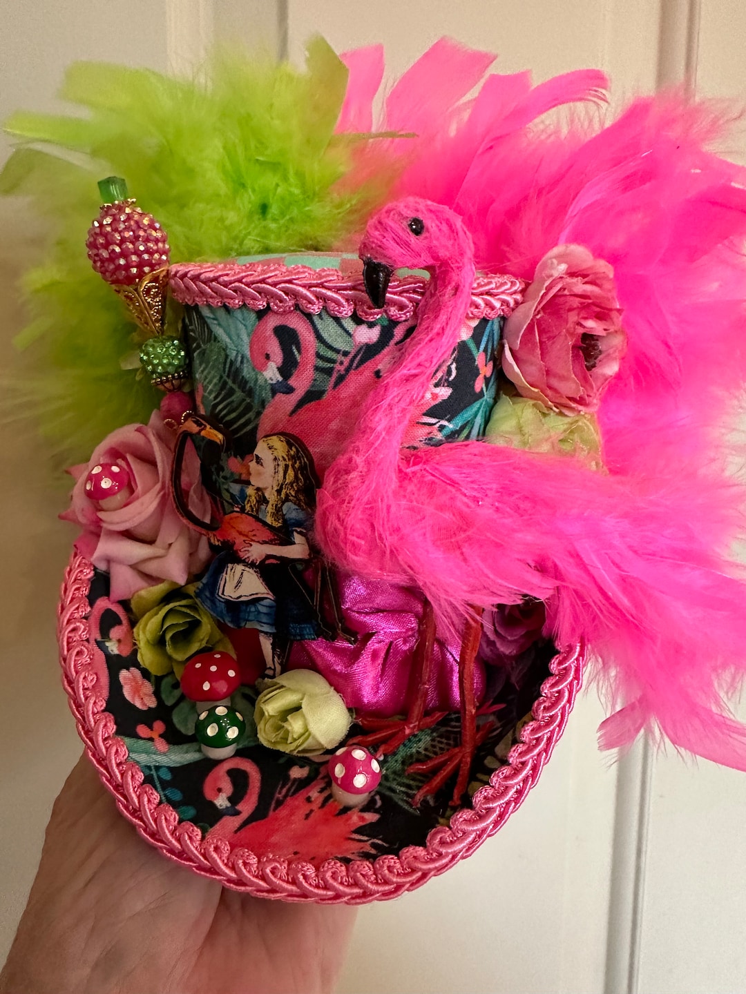 Flamingo Mini Top Hat, Alice in Wonderland Fascinator, Hot Pink ...