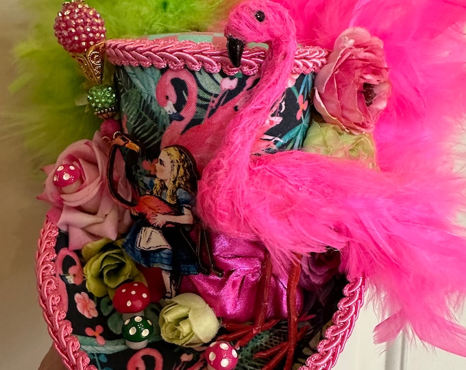 Flamingo Mini Top Hat, Alice in Wonderland Fascinator, Hot Pink ...