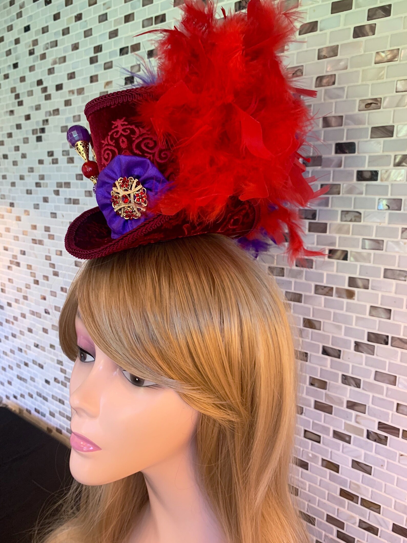 MADE to ORDER ONLY Red Hat Lady Mini Top Hat Red Velvet | Etsy