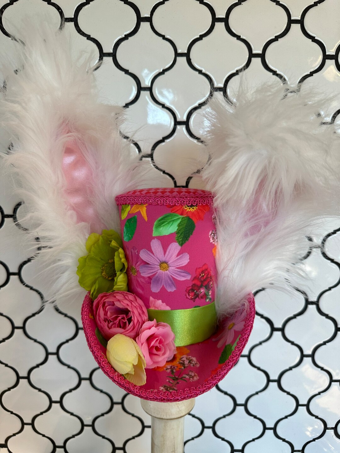 Bunny Mini Top Hat, Easter Tree Topper, Rabbit Ears Large Mini Top Hat ...