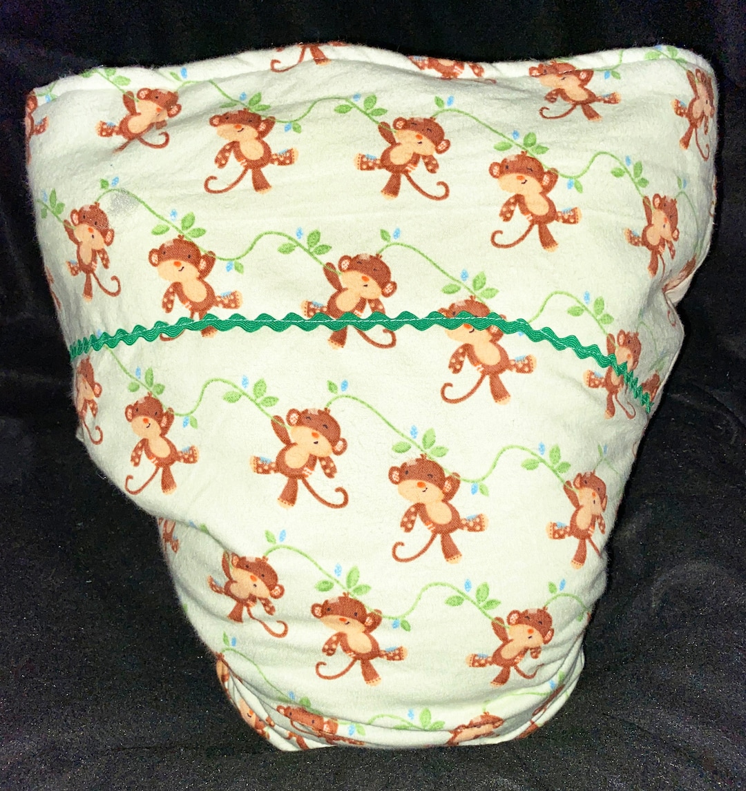 Waddle Diaper Spread Diaper for ABDL Featuring Monkeys Flying on Vines ...