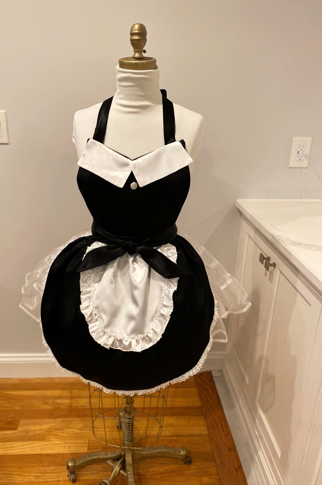 Sexy French Maid Satin Apron in Black and White Satin I'm Ready to ...