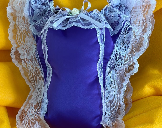 Bikini Waddle Diaper In Satin With Lace Spread Diaper For Abdl For